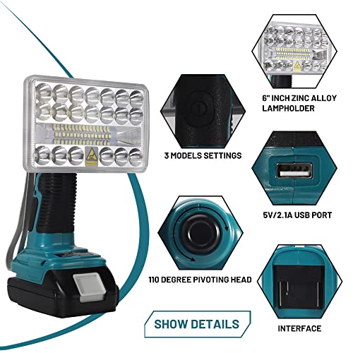 Snapklik.com : DTEZTECH 2000LM Cordless Flashlight For Makita 18V LXT ...