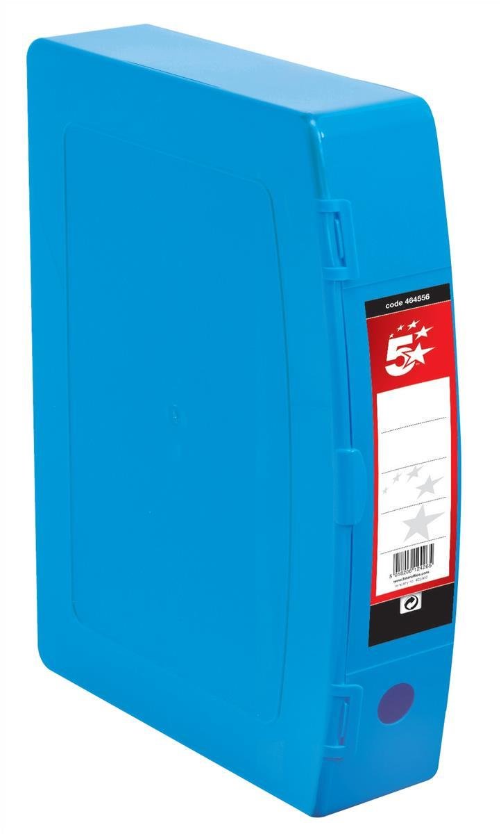 5 Star Premier Box File Polypropylene with Twin Clip Lock Foolscap Blue ...