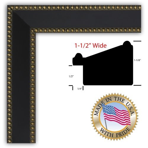 ArtToFrames 9x24 / 9 x 24 Picture Frame Black w/Gold Beads 1.5'' Wide ...