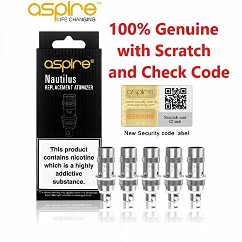 Aspire Nautilus/Mini Bottom Vertical Coil (BVC) 1.8ohm Pack of 5 No ...