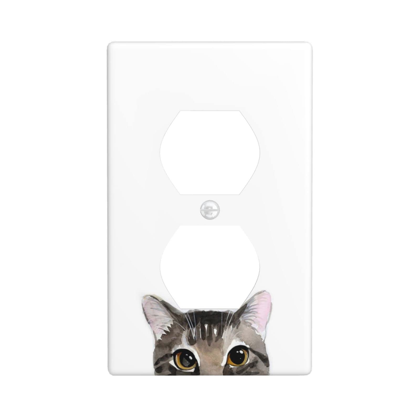 Cute Cat Electrical Outlet Cover Decorative 1-Gang Duplex Receptacle ...