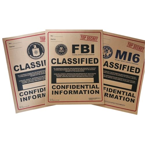 Amazon.com: Set of 3 FBI, CIA, MI6 Top secret Classified card stock ...