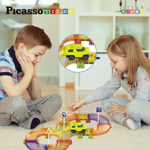 Snapklik.com : 40pc Mini Diamond Series Magnetic Tile Race Track Set ...