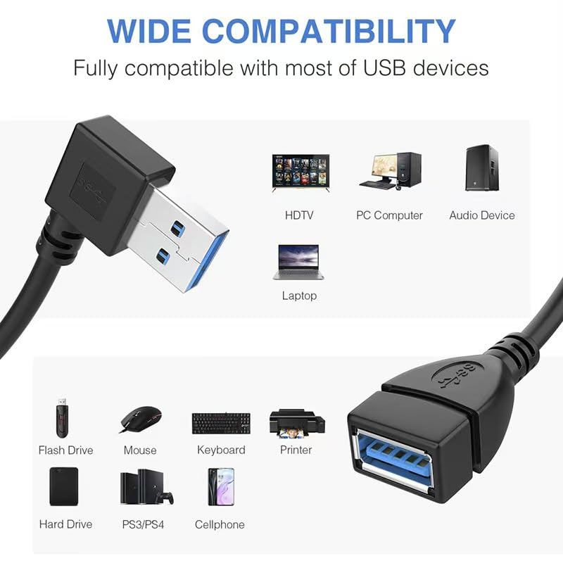 Right Angle Usb 2-Pack 90 Degree USB 3.0 Extension Cables - Left ...