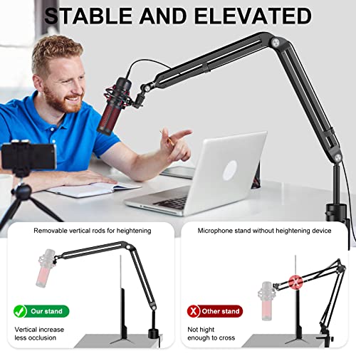 Microphone Arm,Aokeo AK-45 Adjustable Compact Mic Suspension Boom ...