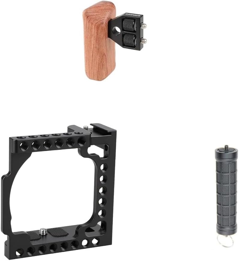 Amazon.com : CAMVATE DSLR Wood Wooden Handle Grip + Camera Cage ...