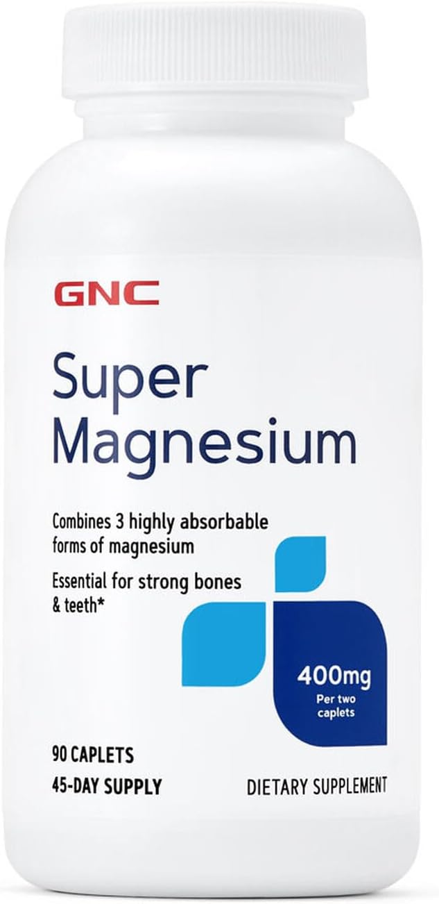 Amazon.com: GNC Super Magnesium 400mg, 90 Caplets, Supports Strong ...