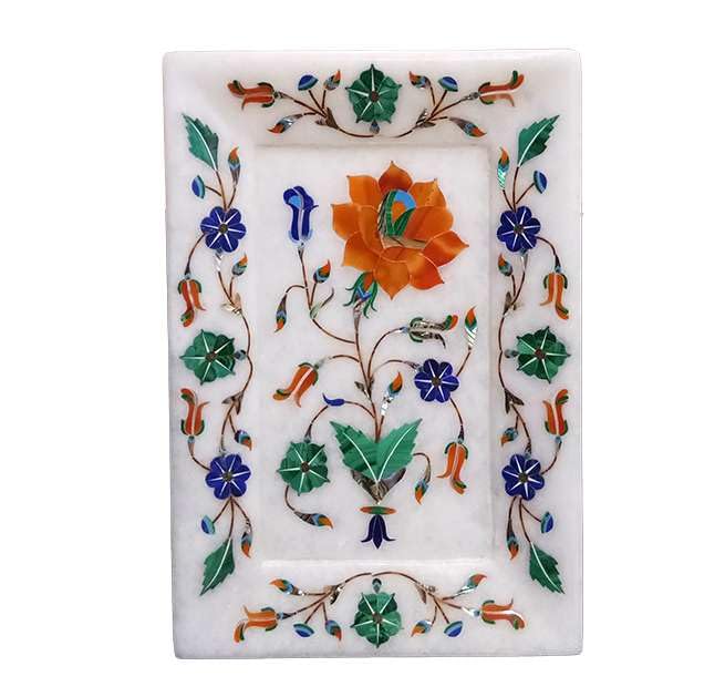 Buy Marble Inlay Pietra Dura Work Trays Online at Low Prices in India ...