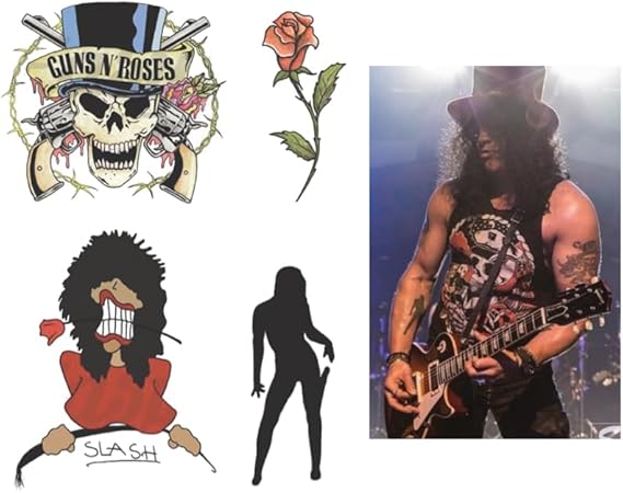 Slash guitarist Fake temporary Tattoos : Amazon.co.uk: Beauty