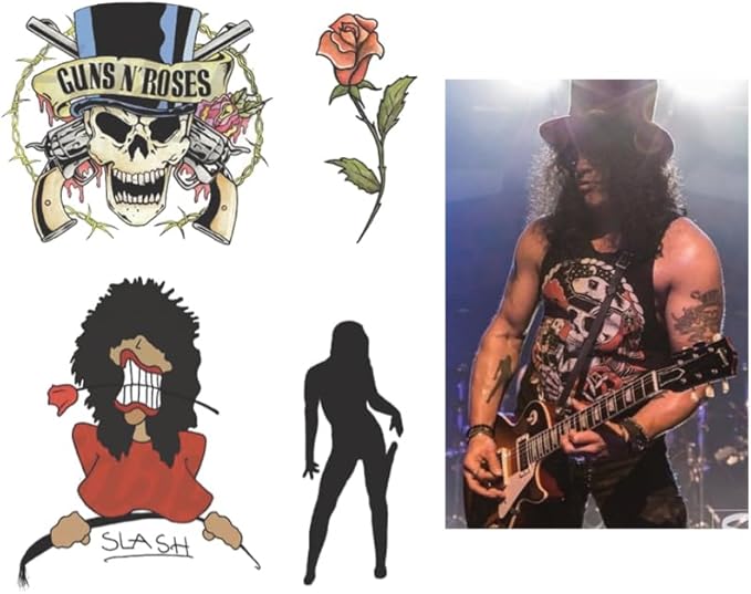 Slash guitarist Fake temporary Tattoos : Amazon.co.uk: Beauty