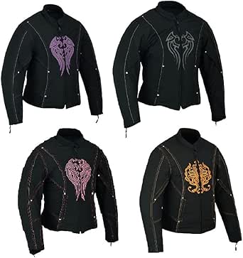 Amazon.com: MOTORCYCLE WOMEN RIDING SUMMER JACKET WATERPROOF (EM10371 ...