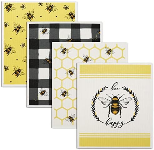 Amazon.com: Whaline 6Pcs Bee Swedish Dishcloths Summer Sunflower Honey ...