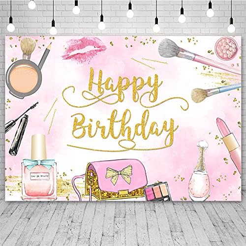 Amazon.com : Sendy 7x5ft Makeup Happy Birthday Backdrop for Girl Pink ...