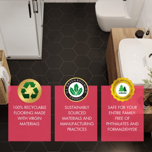 Snapklik.com : BaseCore HEX Hexagon Vinyl Flooring Black 5.75 DIY Self ...