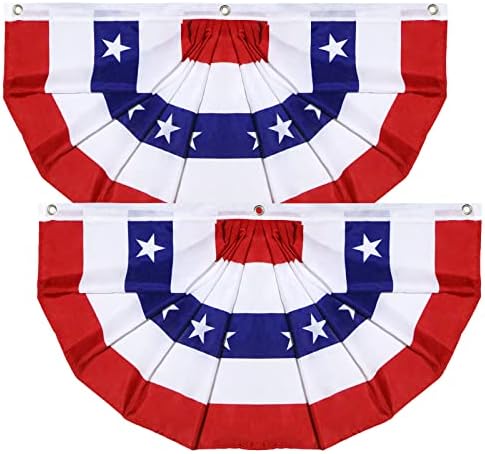Amazon.com : 2 Pack Patriotic Decorations American Pleated Fan Flag USA ...