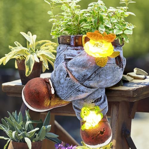 Amazon.com: druland Creative Denim Pants Resin Flower Pot, Flower ...