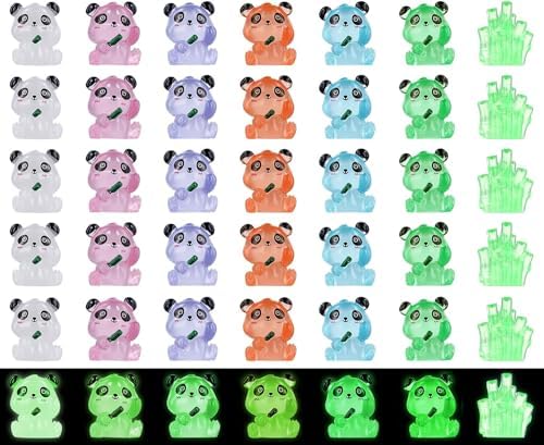 Amazon.com: 42Pcs Mini Panda Figurines Miniature Luminous Resin Animals ...