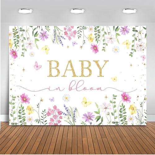 Amazon.com : Rsuuinu Baby in Bloom Backdrop Flowers Baby Shower Floral ...