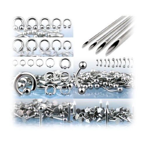 Amazon.com : Lot Of 350 Pieces 14G & 16G 316L S.Steel Body Piercing Kit ...