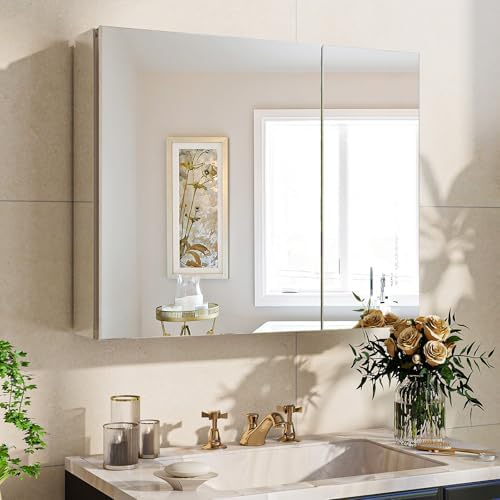 Amazon.com: BEAUTYPEAK Bathroom Medicine Cabinet Mirror with Storage ...