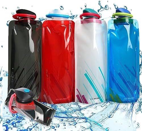 Foldable Drinking Bottle, Pack of 4, 700 ml, Flexible Collapsible Water ...