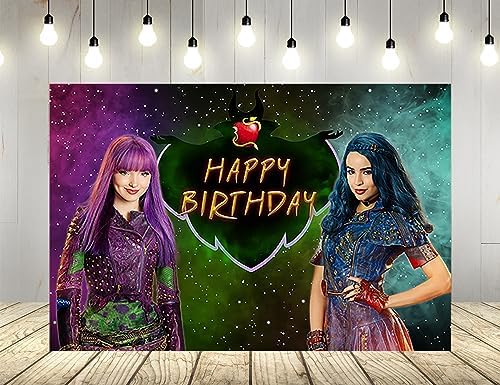 Amazon.com : Purple Descendants Backdrop for Birthday Party Supplies ...