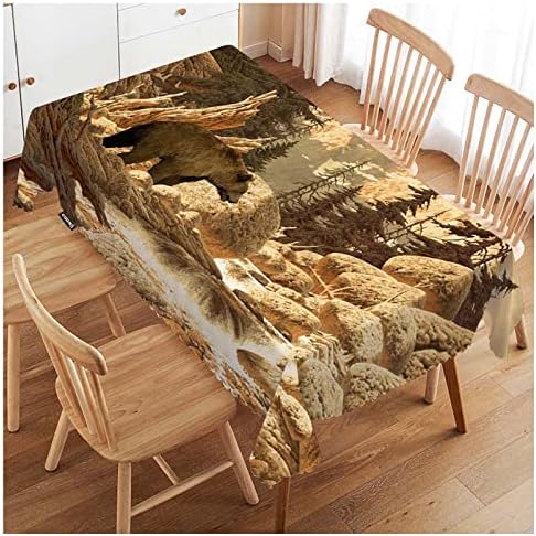 Amazon.com: AnyDesign Greenery Forest Tablecloth Rectangle Watercolor ...