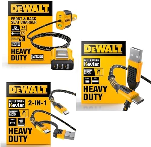 Amazon.com: DEWALT Heavy Duty 72W 5 Port USB Car Charger Multiport ...