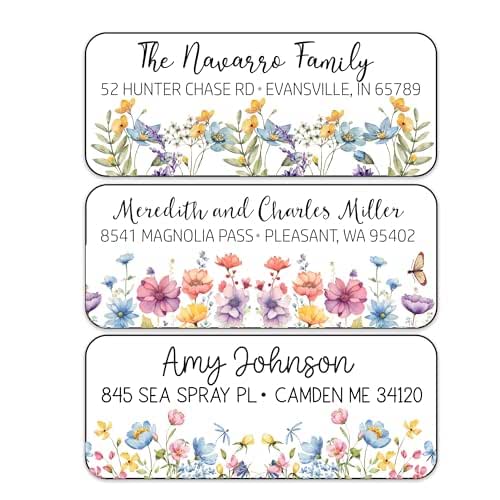 Amazon.com: Floral Address Labels, Personalized with Name, 60 Count of ...