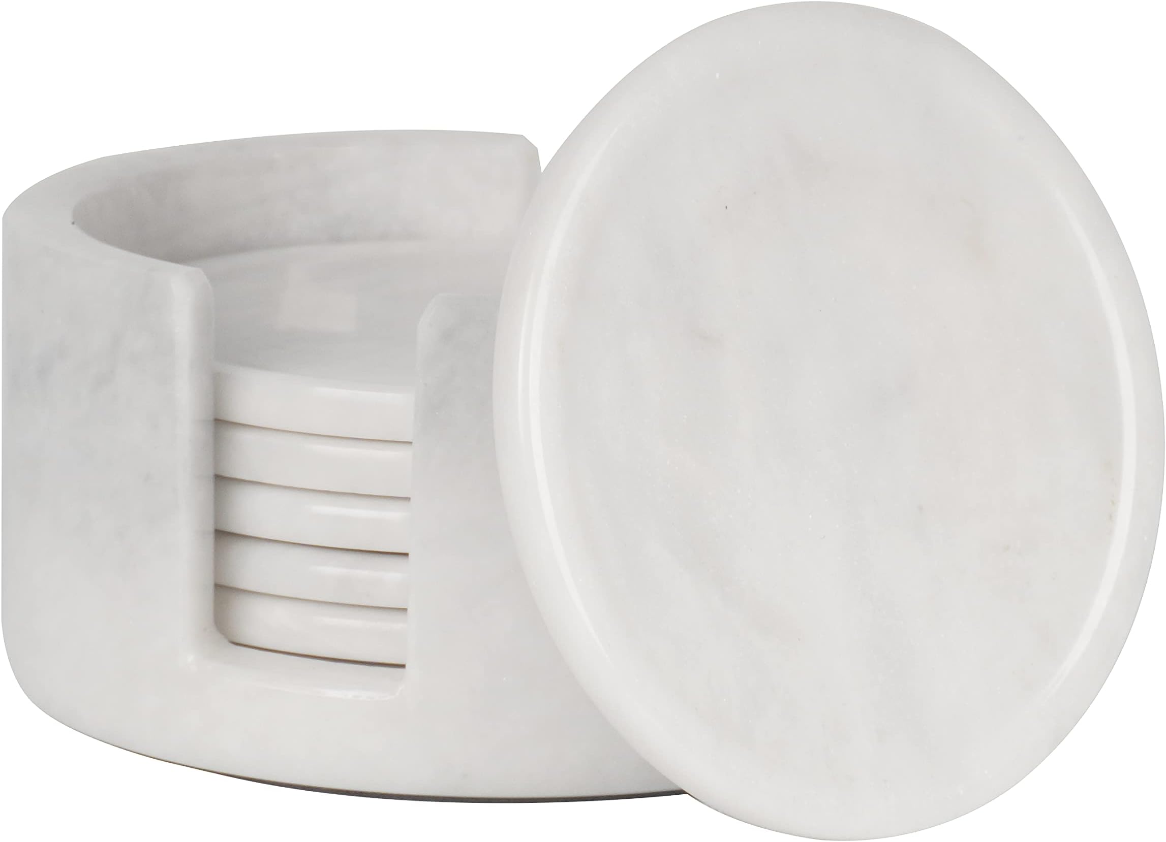 Amazon.com: White Carrara Marble Coasters (Set of 5)- Durable, Thick ...