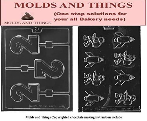 Amazon.com: Number 2 Lolly Chocolate Candy Mold, Spaceman & rockets ...