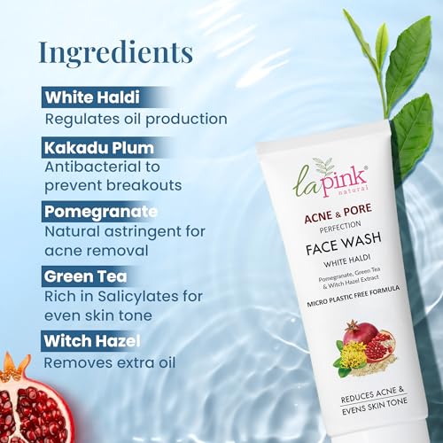 La Pink Acne & Pore Perfection Face Wash with White Haldi & Green Tea ...