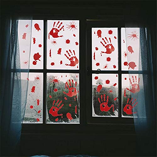 Spooky Window Stickers 139-Piece Bloody Handprint Window Clings ...