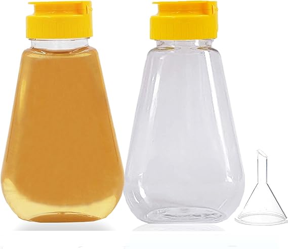 Amazon.com: 2 Pack Empty Plastic Honey Bottles with Funnel, 200ml ...