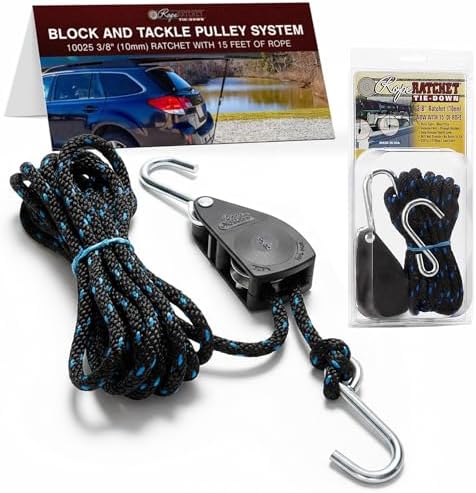 Amazon.com : Rope Ratchet 3/8 Block and Tackle Pulley System - 250 lb ...