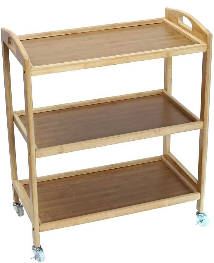 Buy HOMETASTE Bamboo Trolley,3 Tier Kitchen Storage Rack Serving ...