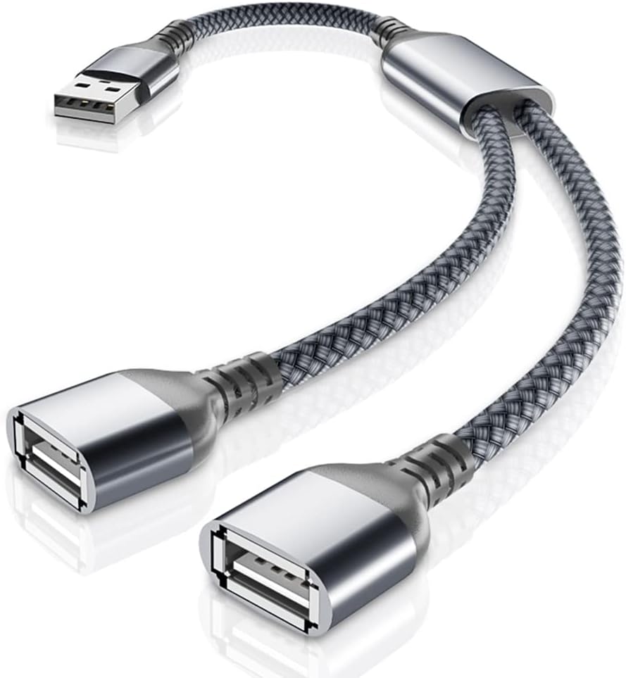 Amazon.com: USB Y Splitter Cable 2-in-1 Adapter 1Feet, USB-A Male to 2 ...
