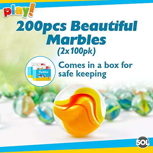 200pk Glass Marbles for Kids | Traditional Small Marbles Assorted | Bag ...