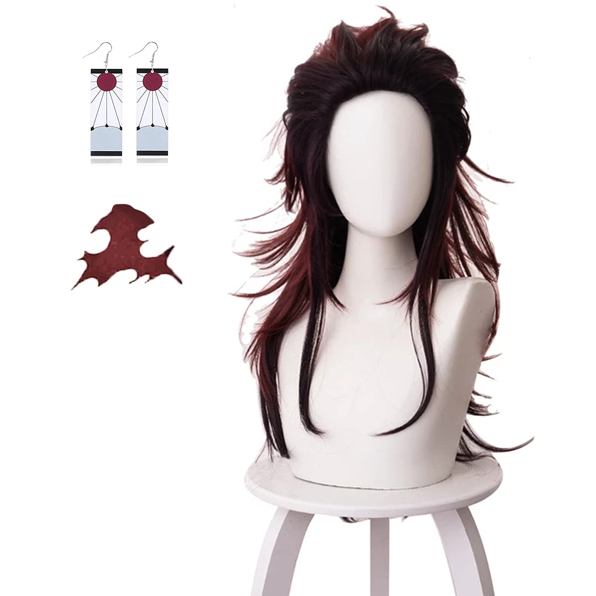 Amazon.com: abouder Adecors Demon Slayer Tanjiro Cosplay Wig Female ...