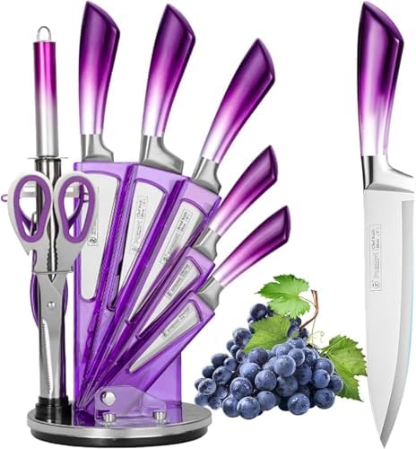Rainbow Colored Kitchen Knife Block Set - 5 Stainless Steel Bladed ...