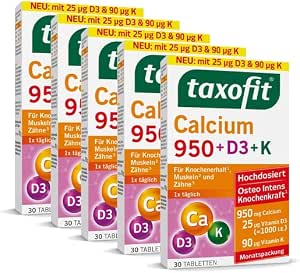taxofit® Calcium 950 + D3 + K Tabletten für den Erhalt von Knochen ...