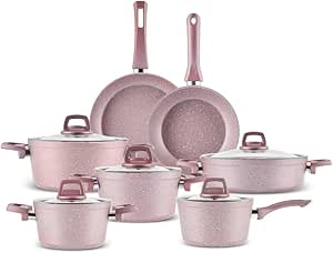 Karaca Bio Granite Induction Cookware Set with Lids - Non Stick Pots ...
