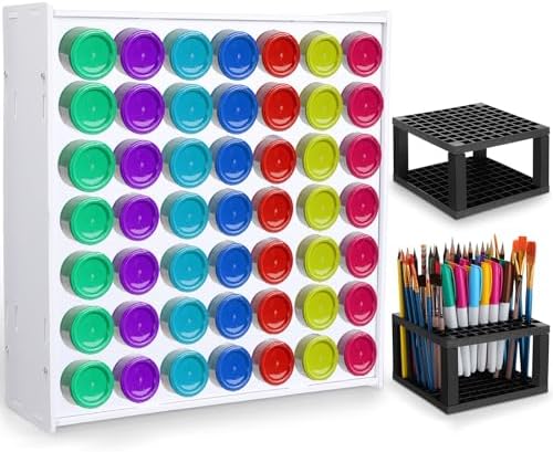 Amazon.com: PEUTIER Paint Organizer, 63 Holes Acrylic Paint Storage ...