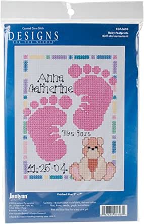 Amazon.com: Janlynn Baby Footprints Counted Cross Stitch Kit : Arts ...