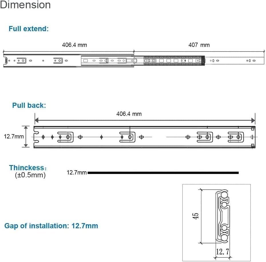 Full Extension Drawer Runners Slides Track Guide Glides Replacement ...