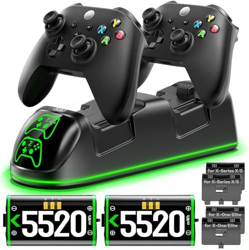 Controller Charger Station with 2 x 5520 mWh Rechargeable Battery Packs ...