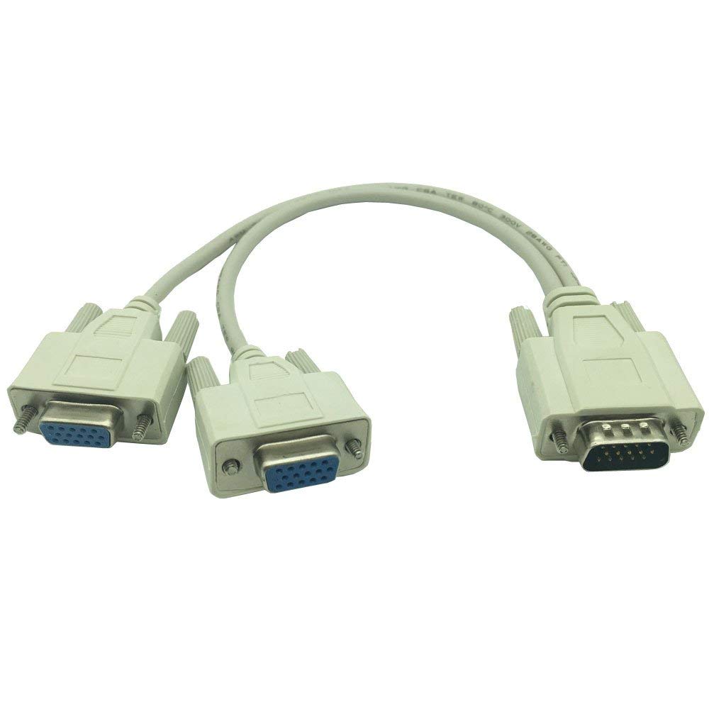 CableVantage 1 Male VGA to 2 Female VGA Splitter Cable 2 Way VGA SVGA ...
