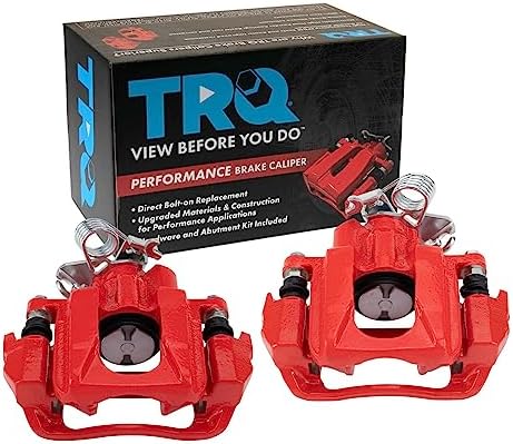 Amazon.com: TRQ Rear Performance Brake Caliper Set Red Compatible with ...