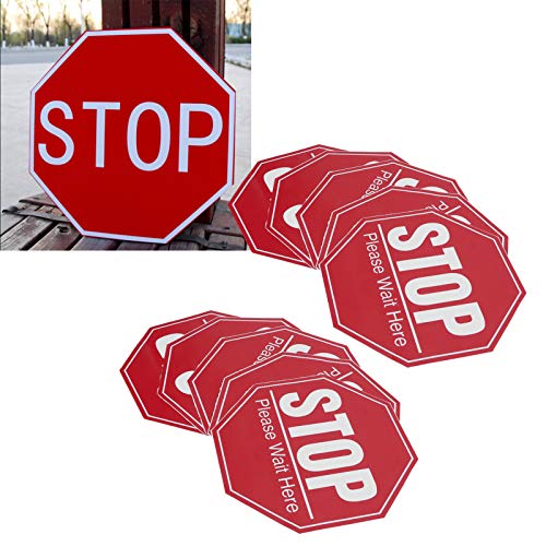 Floor Warning Stickers, 10pcs Floor Stop Sign Sticker Safety Distancing ...