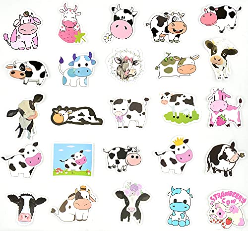 Aowplc 50 Pcs Cow Stickers Pack, Vinyl Waterproof Cute Cartoon Animal ...